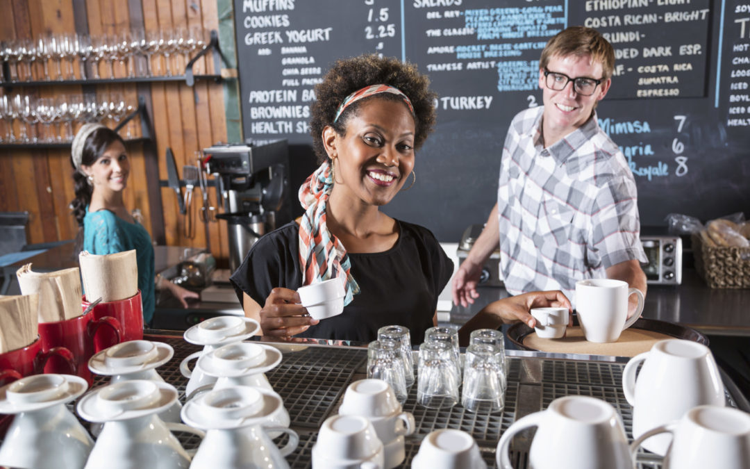 Workers in coffee shop - Crit Suisse